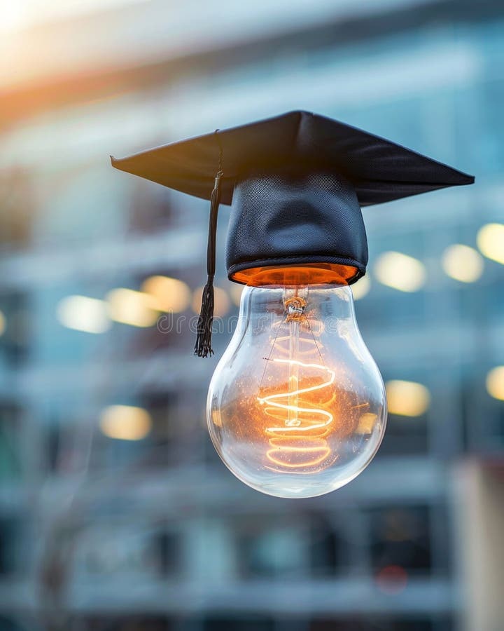 Light Bulb Showing His Graduation Cap Internet Education Course a Study ...