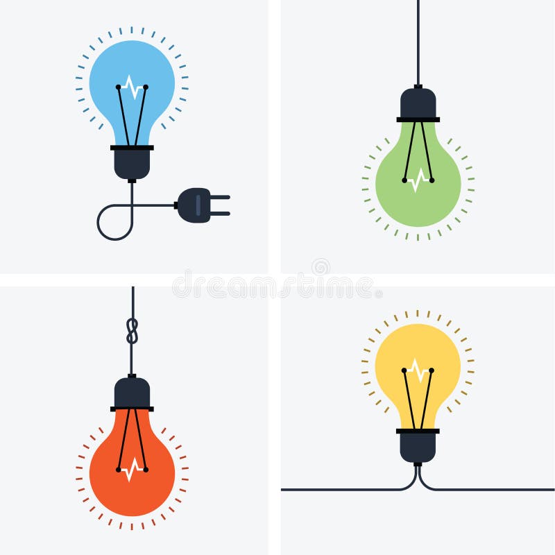 Light bulb simple icon set stock vector. Illustration of stylized ...