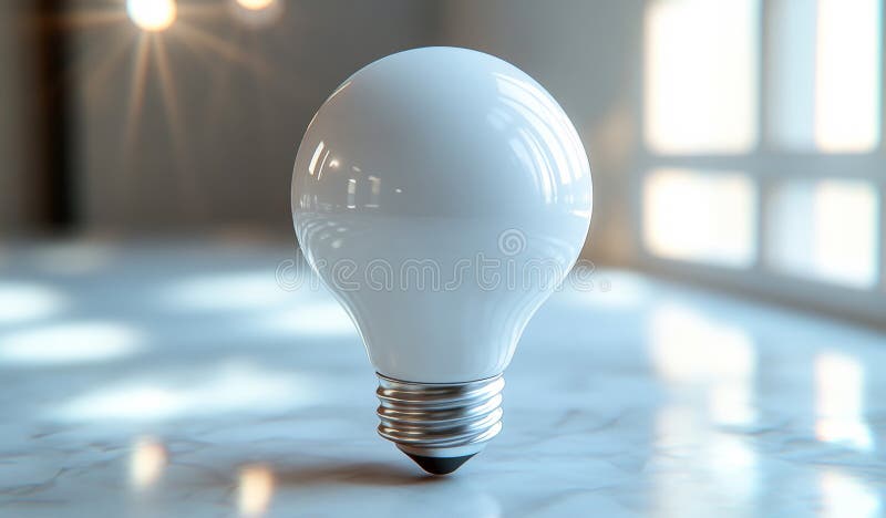 A Light Bulb is Sitting on a Countertop Stock Photo - Image of power ...