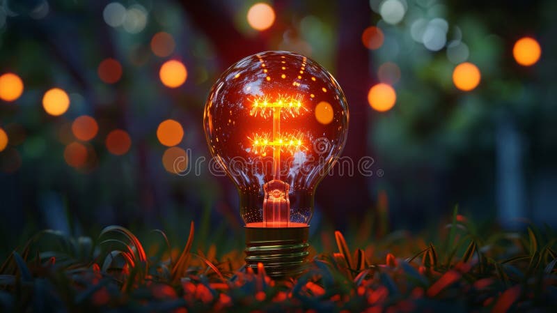 A Light Bulb Sitting in the Grass with a Bunch of Lights Around it, AI ...