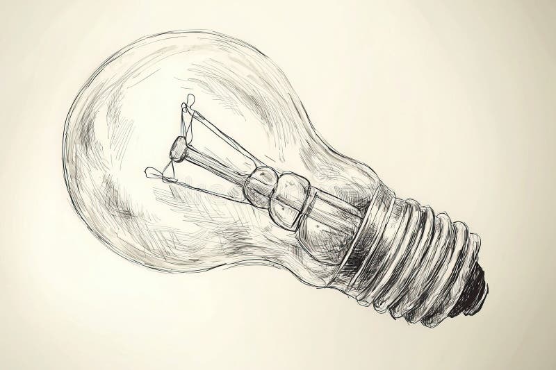 Light Bulb Sketch: a Classic Illustration of a Light Bulb, Emphasizing ...