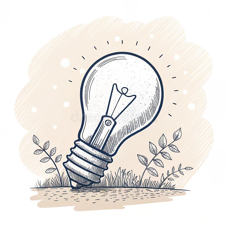 Light Bulb Sketch Draw Creative Idea Icon Stock Illustration ...