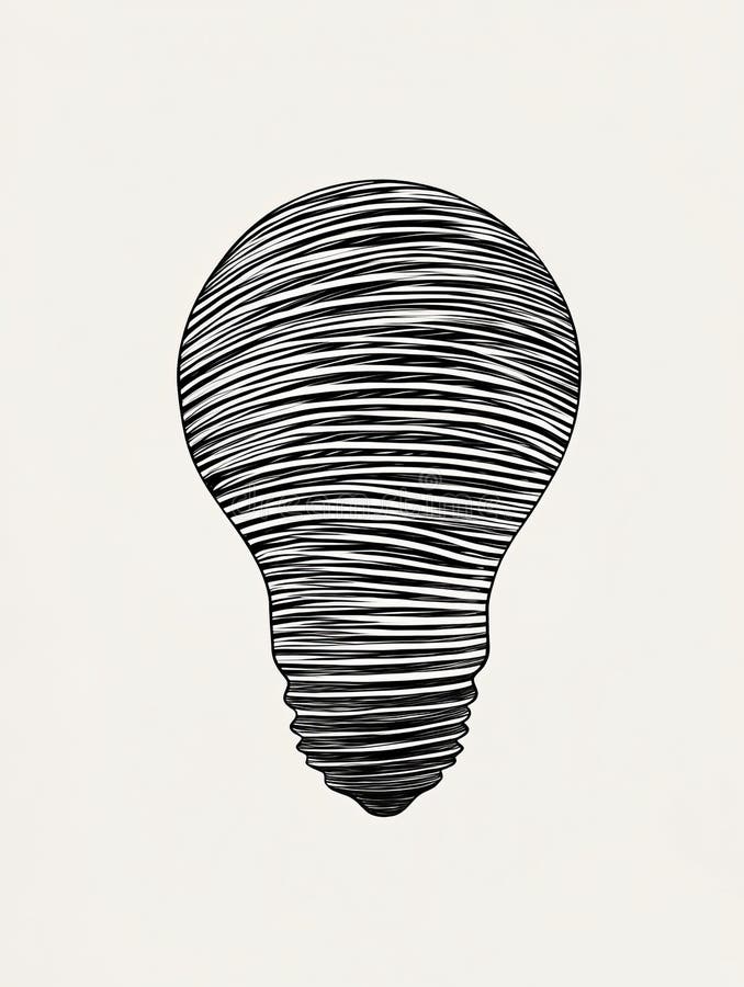 Light Bulb Sketch: a Simple Line Drawing of a Traditional Incandescent ...