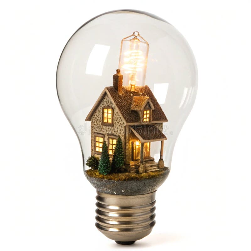 Light Bulb with House Inside Isolated on White Background Stock ...