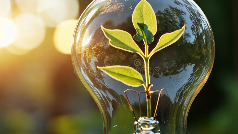Light Bulb with Small Plant Inside Symbolizing Growth and ...