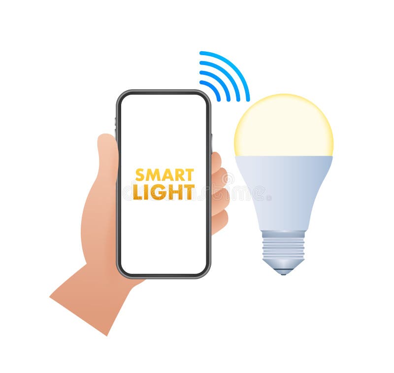 Light Bulb. Smart Light Icon. Wireless Communication Technology. Vector ...