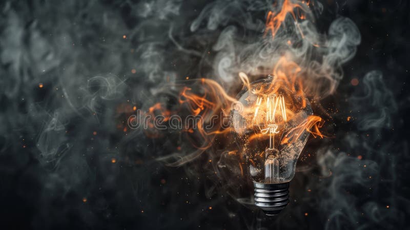 Light Bulb with Smoke Background Stock Photo - Image of hazardous ...