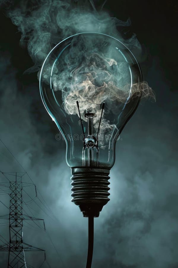 A Light Bulb with Smoke Emerging from it Stock Photo - Image of safety ...