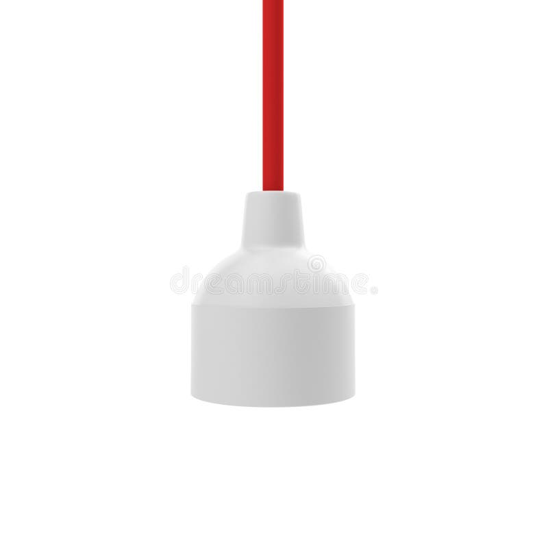 Light Bulb Socket. Lamp Holder. Red Cable. Hanging. Empty. Isolated ...