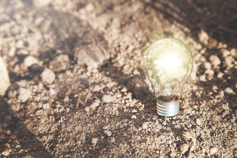 Light Bulb on Soil. Idea and Creativity Concept Stock Photo - Image of ... Light Bulb on Soil. Idea and Creativity Concept Stock Photo - Image of ...