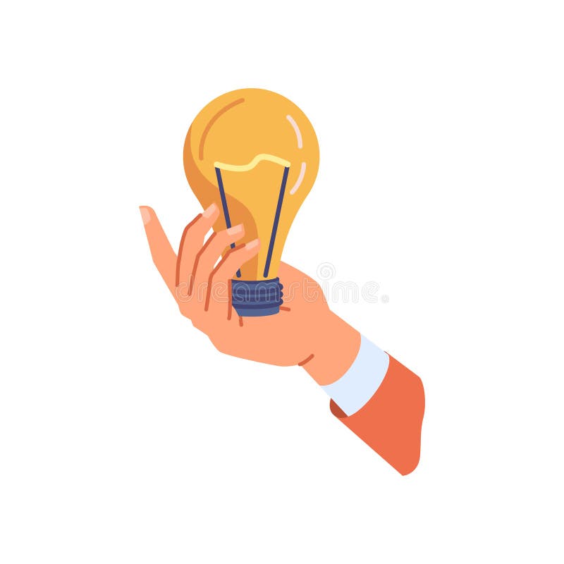 Light Bulb Solution Brainstorming Symbol in Hand Stock Vector ...