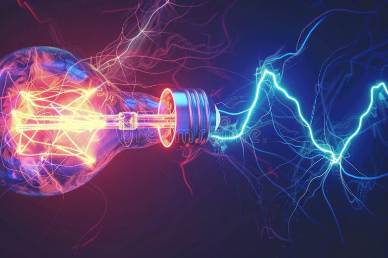 Light Bulb with Lightning stock image. Image of light - 376598967