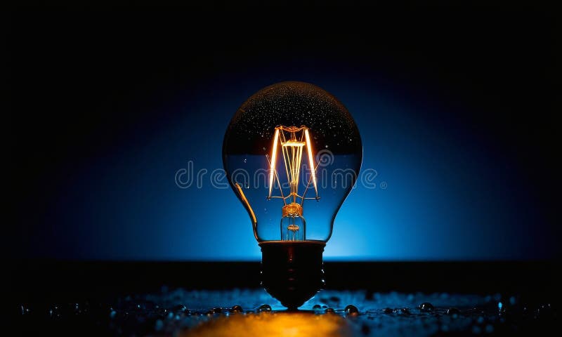 Light Bulb with Sparkling Droplets Stock Image - Image of serene ...
