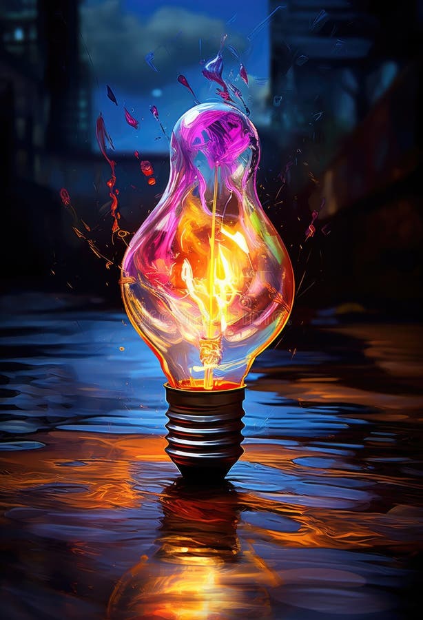 Light Bulb Splash Color Inside Stock Image - Image of polygonal, light ...