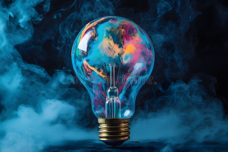 Light Bulb Splashed with Bright Paint Stock Illustration - Illustration ...