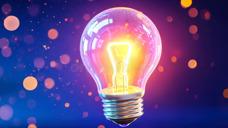 Light Bulb Splashing with Colorful Liquid on a Blue Background with ...