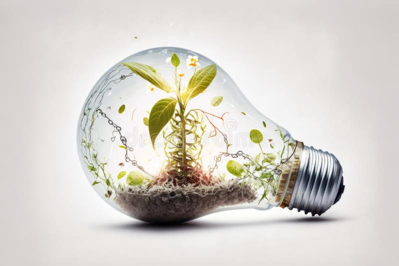 Light Bulb with a Sprout Inside, Green Electricity Concept Stock ...