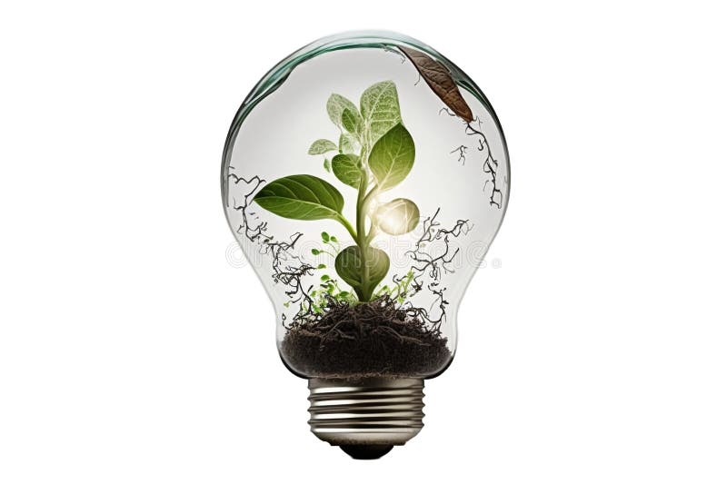 Light Bulb with Sprout Inside Isolated on Transparent Background Stock ...