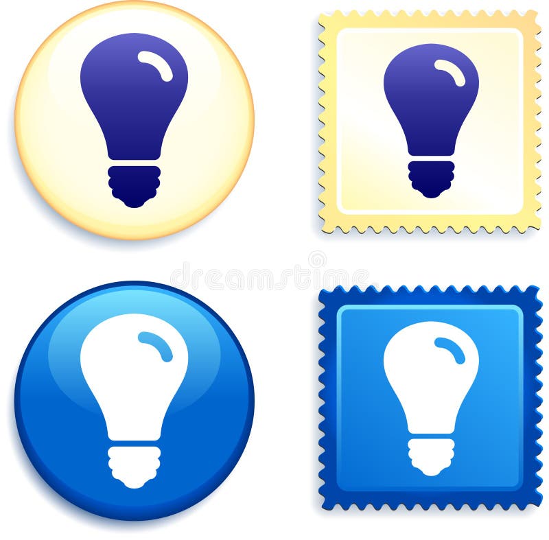 Light Bulb on Stamp and Button Stock Illustration - Illustration of ...