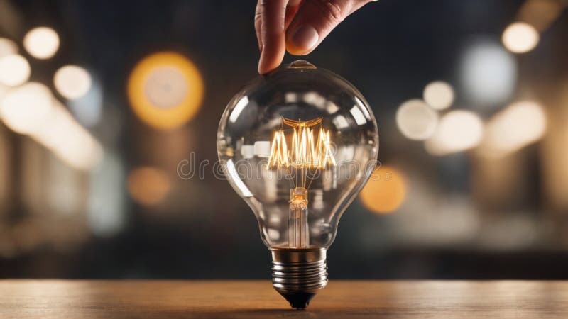 A Light Bulb Stands on the Table, the Concept of Ideas with Innovation ...