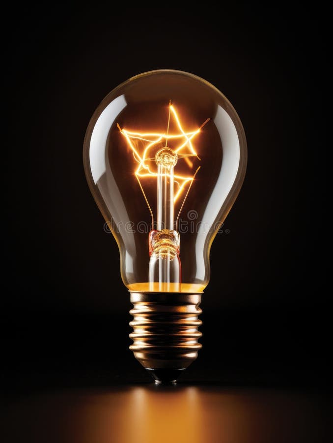 A Light Bulb with a Star on it Stock Illustration - Illustration of ...