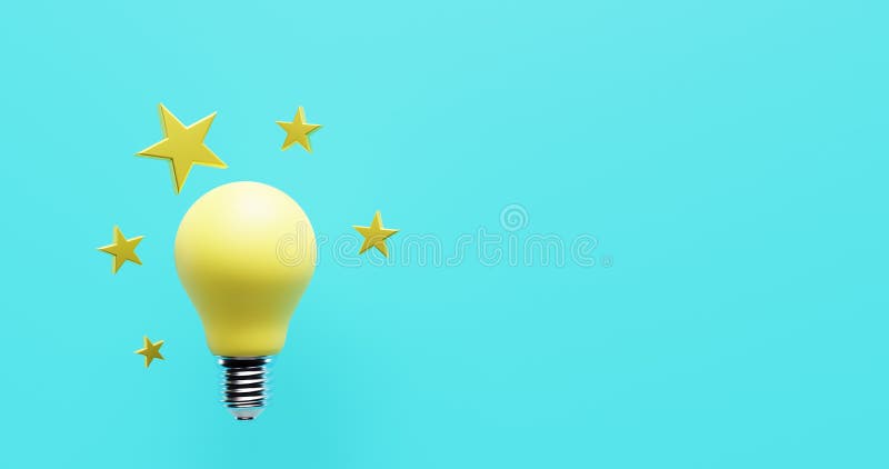 Light Bulb and Stars. Ideas Sudden Awareness Realization, Brainstorming ...