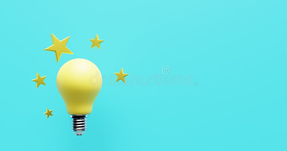 Light Bulb and Stars. Ideas Sudden Awareness Realization, Brainstorming ...