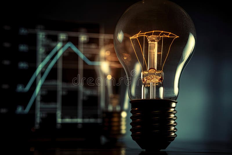 Light Bulb on Statistical Graph Background Stock Illustration ...