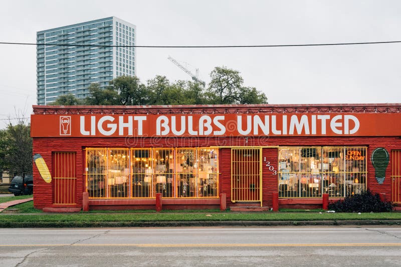 Light Bulb Store in Montrose, Houston, Texas Editorial Image - Image of ...