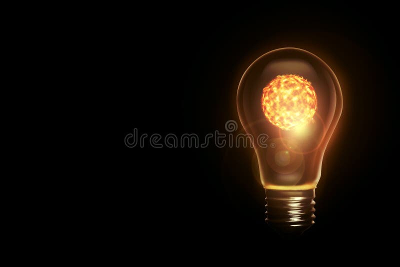Light Bulb with a Sun Glowing Inside it Stock Image - Image of bulb ...