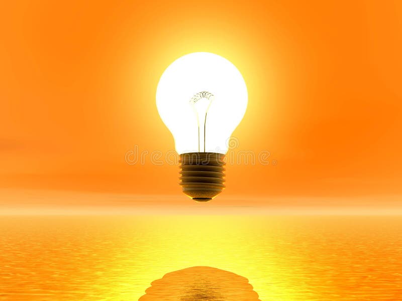 Light Bulb Sunset - 3D Render Stock Illustration - Illustration of bulb ...