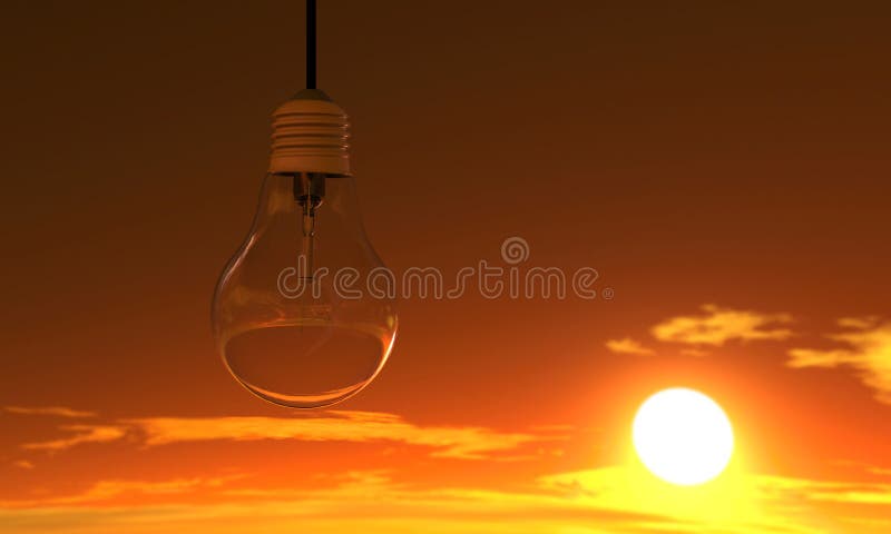 Light bulb in sunset stock illustration. Illustration of electric ...