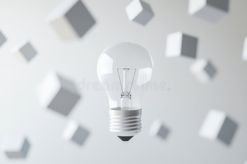 A Light Bulb Surrounded by Floating Geometric Shapes, Symbolizing Ideas ...