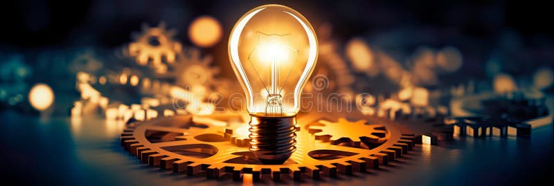 Light Bulb Surrounded by Gears and Cogs, Symbolizing the Innovation ...