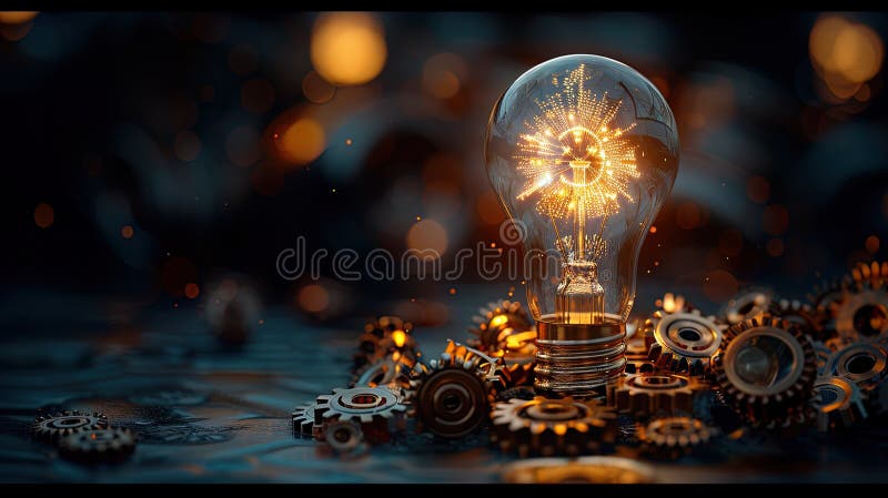 A Light Bulb Surrounded by Gears and Cogs, Symbolizing the Innovative ...