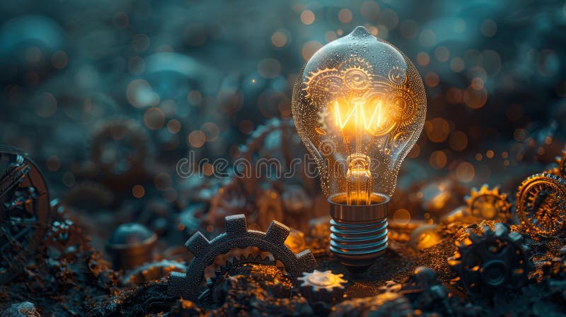 A Light Bulb Surrounded by Gears and Cogs, Symbolizing the Innovative ...