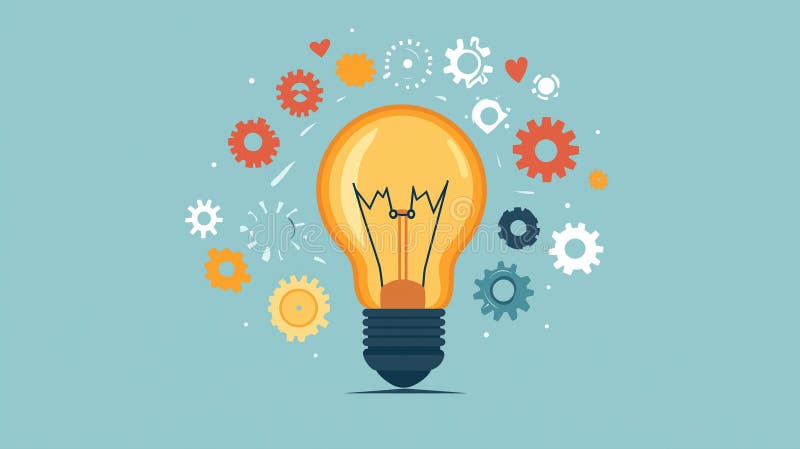 Light Bulb Surrounded by Gears, Representing the Thought Process ...