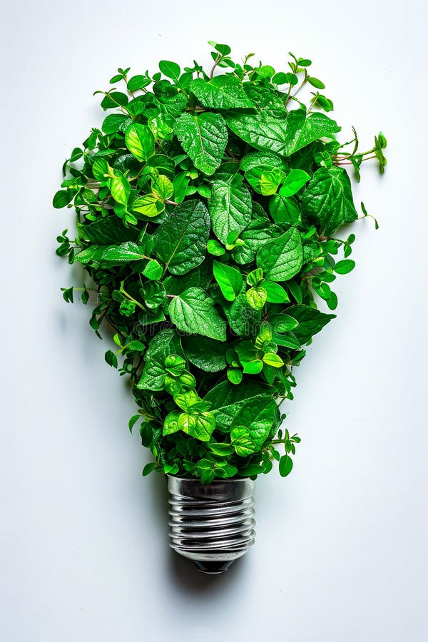 Light Bulb is Surrounded by Green Plants Creating Interesting and Eco ...