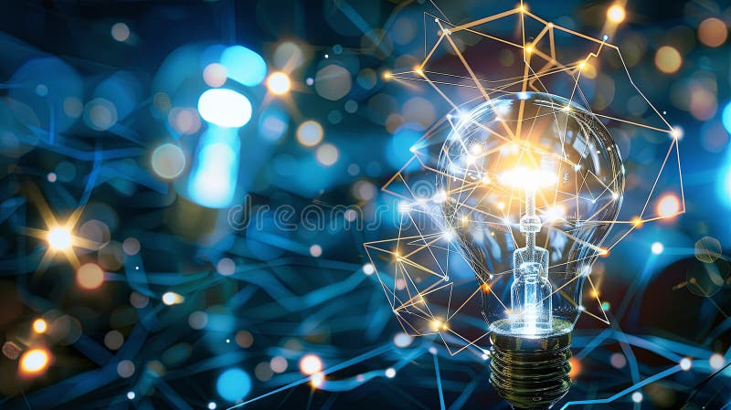 Light Bulb Surrounded by Network of Lights Stock Illustration ...