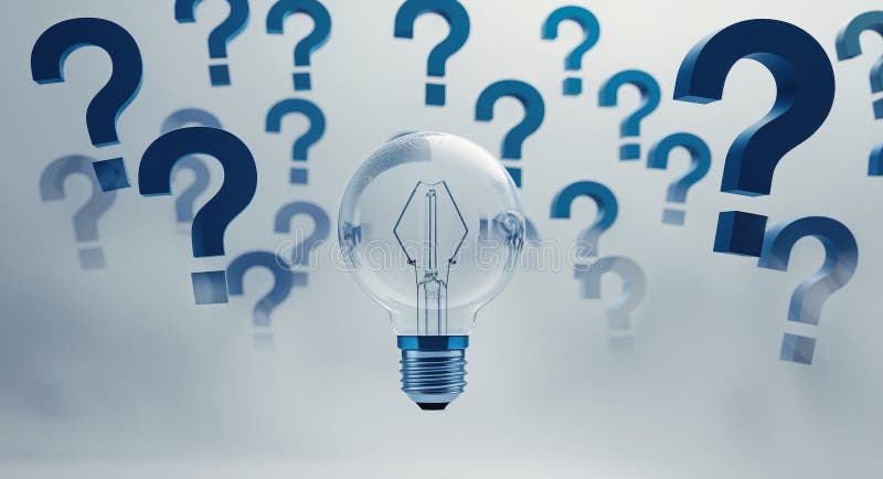 A Light Bulb Surrounded by Question Marks Symbolizing Ideas and ...