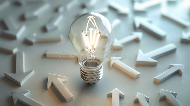 Light Bulb Surrounded by Upward Arrows Idea-driven Stock Illustration ...