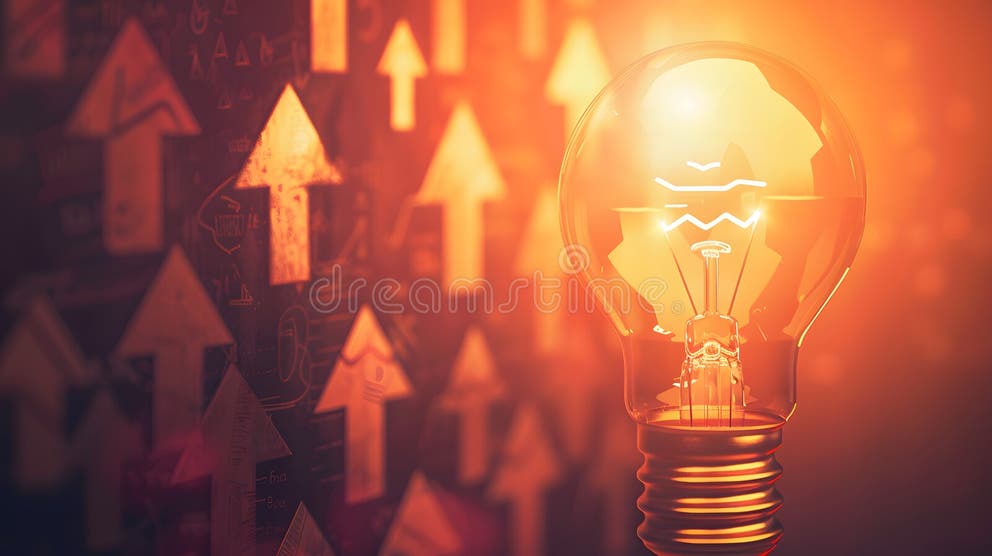 Light Bulb Surrounded Upward Arrows Idea-driven Growing Stock ...