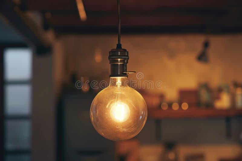 A Light Bulb Suspended from the Ceiling in a Kitchen. Perfect for ...
