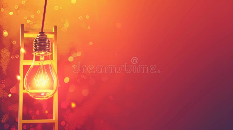 A Light Bulb Suspended from a Wooden Ladder Stock Photo - Image of wood ...