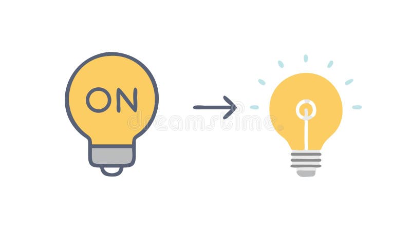 Light Bulb on Switch for Idea Activation, Vector Design Generative AI ...