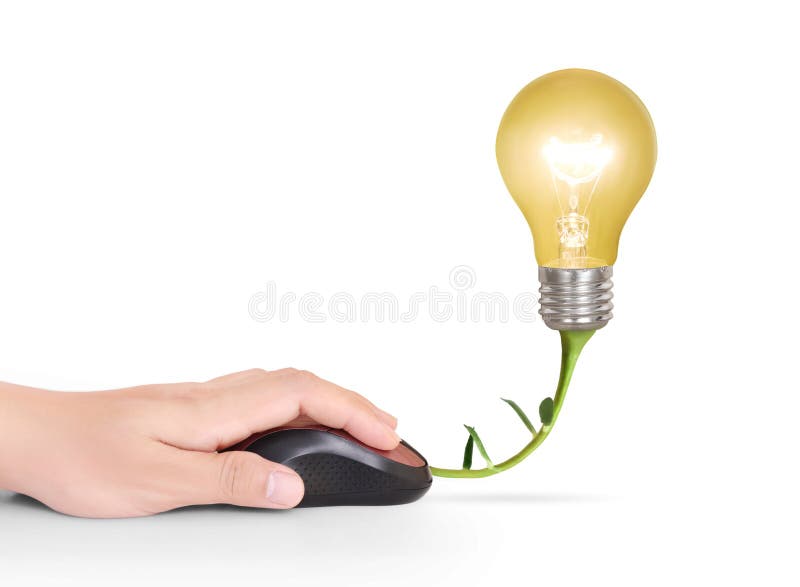 Light Bulb Symbol with Computer Mouse Sign Stock Image - Image of ...