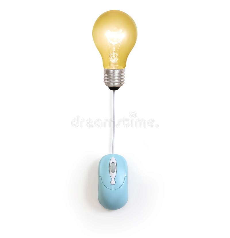 Light Bulb Symbol with Computer Mouse Sign Stock Image - Image of ...