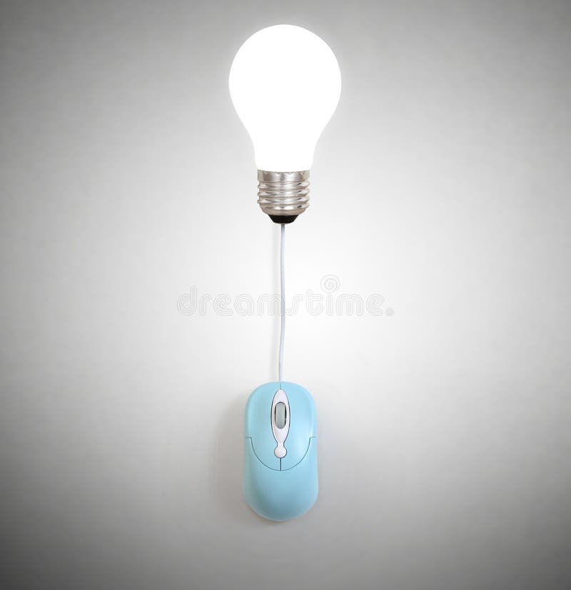 Light Bulb Symbol with Computer Mouse Sign Stock Image - Image of light ...