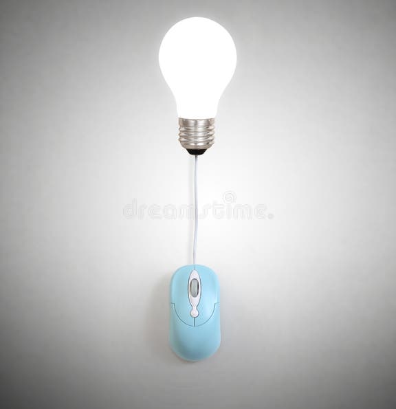 Light Bulb Symbol with Computer Mouse Sign Stock Image - Image of light ...
