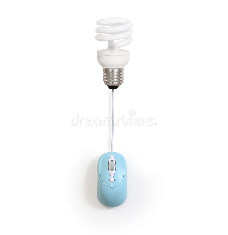 Light Bulb Symbol with Computer Mouse Sign Stock Photo - Image of hand ...